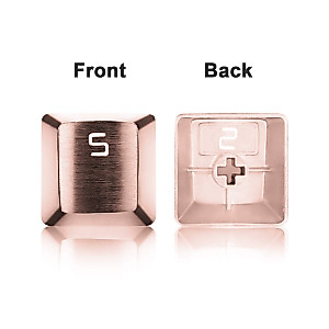 Fitlink FPS & MOBA Gaming Keycaps, Stainless Steel Metal Keycaps with Key Puller for Mechanical Keyboard Cherry Mx Switch 9 (WASD,Rose Gold)