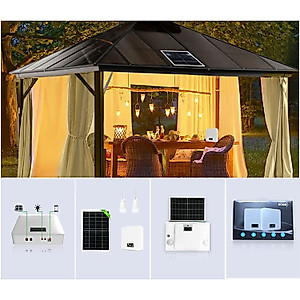 80Wh Portable Power Station with 2PCS 700LM Hanging LED Bulbs,2 USB 2A Ports,20000mAh Backup LiFePO4 Battery and 16W Solar Panel,Solar Generator for Garden,Shed,Barn,RV,Outdoors Camping Travel Hunting