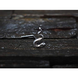 Thailand 18, 20, Gauge Mini Snake sterling silver nose stud/nose screw, Jewelry Nose Stud, Silver Nose ring, Nose Piercing, Body Jewelry (18g Right Screw Silver)