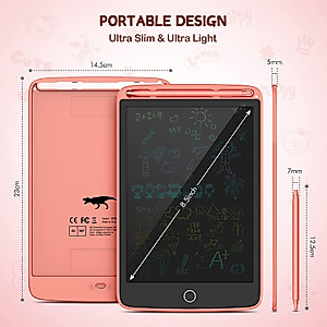 TECJOE 2 Pack LCD Writing Tablet with Fridge Magnets, Doodle Board for Kids Drawing Kitchen Memo, Christmas Stocking Stuffers Birthday Gifts Toys for Boys Girls 8.5 Inch(Blue+Pink)