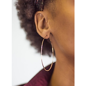 Extra Large 14k Yellow Gold Continuous Endless Hoop Earrings, 1.2mm Tube (62mm)