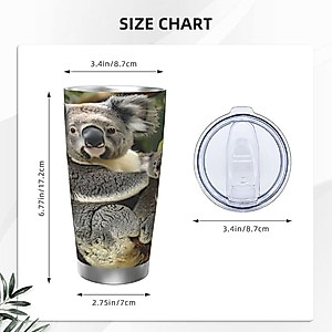 AYCZN Koala On Branch 20 OZ Tumbler Stainless Steel Travel Coffee Mug, Cute Animal Insulated Water Bottle with Lid and Straws Leakproof Thermal Cup