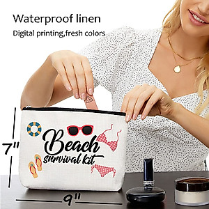 Beach Survival Kit Cosmetic Bag for Women,Adorable Roomy Makeup Bags Travel Waterproof Toiletry Bag Accessories Organizer Gifts