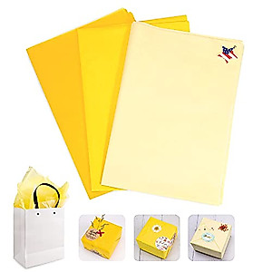 MR FIVE Assorted Yellow Tissue Paper Bulk,29.5"x 19.6",Yellow Tissue Paper for Gift Bags,30 Sheets Tissue Paper for Crafts,Gift Wrapping Paper for Fall Birthday Wedding Thanksgiving Holiday,3 Colors