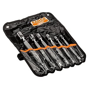 Bahco 4040M/6T IR4040M/6T Ended Double Hex Flex-Head Metric Wrench in Plastic Wallet, Silver/Black, Set of 6 Pieces
