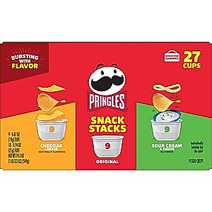 Pringles Potato Crisps Chips, Lunch Snacks, On-the-Go Snacks, Snack Stacks, Variety Pack, 19.3oz Box (27 Cups)​​
