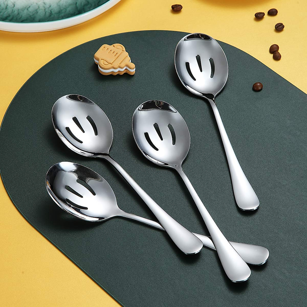 Serving Spoons 4 Pieces, Kyraton Serving Spoons, Include Slotted Serving Spoon Stainless Steel Serving Utensils, Serving Set Packing of 4