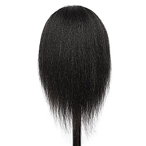 "N/A" Mannequin Head Human Hair 100% Real Hair Mannequin Head Doll Head for Hairdresser Practice Styling Cosmetology Manikin Head Hair with Free Clamp Stand (14 inch, D-L)