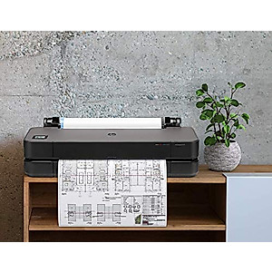HP DesignJet T250 Large Format Compact Wireless Plotter Printer - 24", with Modern Office Design (5HB06A) (Renewed)