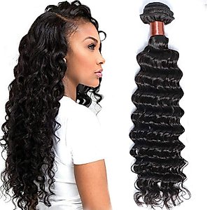 Deep Wave Human Hair Bundles 100% Human Hair 100g/Bundles 20 Inches Double Weft Natural Black Wet and Wavy Raw Remy Unprocessed Brazilian Virgin Hair