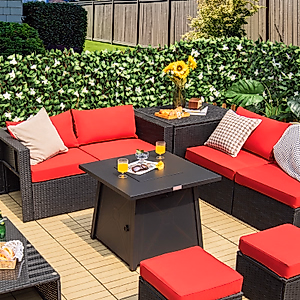 Tangkula 30 Inch Propane Gas Fire Table, Patiojoy 50,000 BTU Outdoor Square Fire Pit Table with Stainless Steel Burner, Solid Steel Frame, PVC Cover & Lava Rocks Included, CSA Certification (Black)