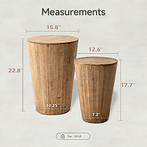 Aoikax Farmhouse Nesting Barrel Side Table, Rustic Space Saving Storage End Table Set Fully Assembled, Natural Distressed Finish