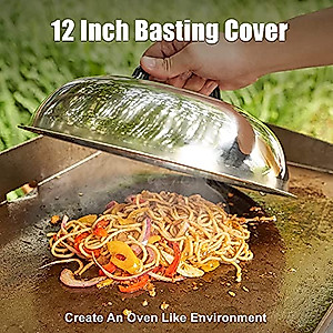 Commercial-Grade Griddle Accessories Kit for Blackstone - Spatulas, Scraper, Cheese Melting Dome, Egg Rings, Bottles, and More for Indoor/Outdoor Cooking on Flat Top Grills