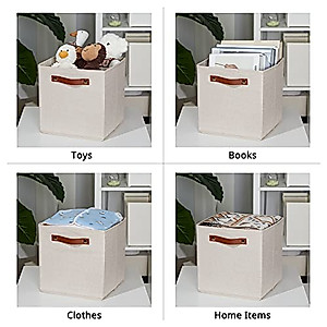 DULLEMELO Baskets for Cube Storage, Toys, Office, Closet Storage Cubes Foldable for Book,Bedroom,Fabric Storage Bin with Handles(Beige,11"x11"x11",6-Pack)