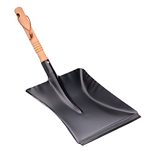REDECKER Heavy Duty Steel Dust Pan, Powder-Coated Black, Large Dustpan with Long 17-3/4-Inches Oiled Beechwood Handle for Home and Outdoor Use, Industrial Quality, Made in Germany