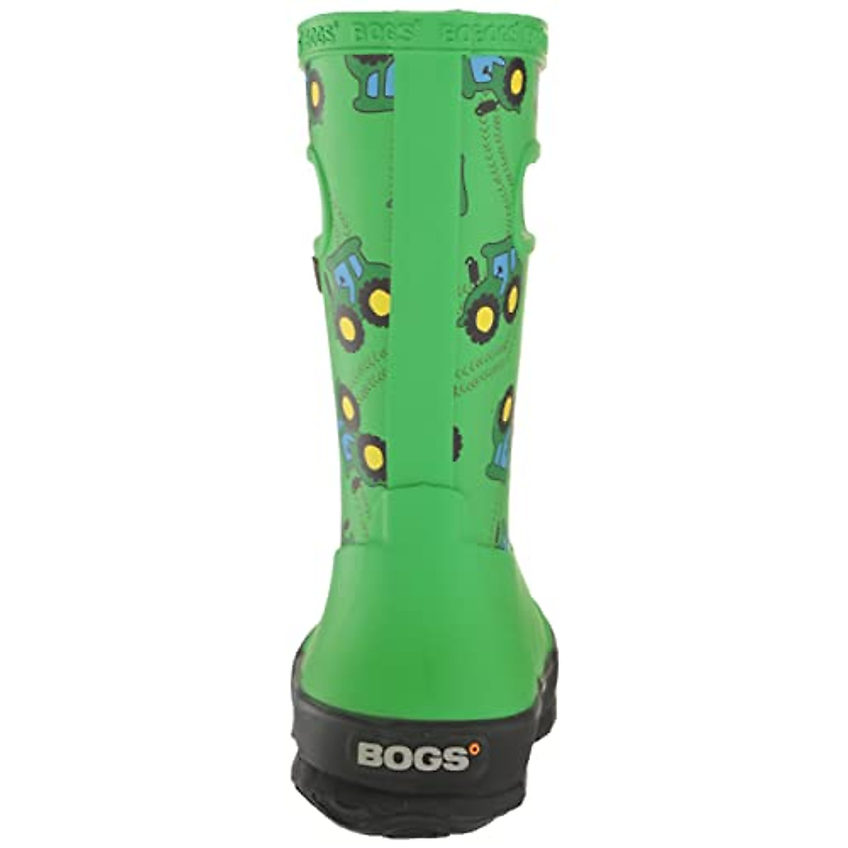 Bogs Kids Rainboot, Tractors Print - Green, Size 8 Little Kid