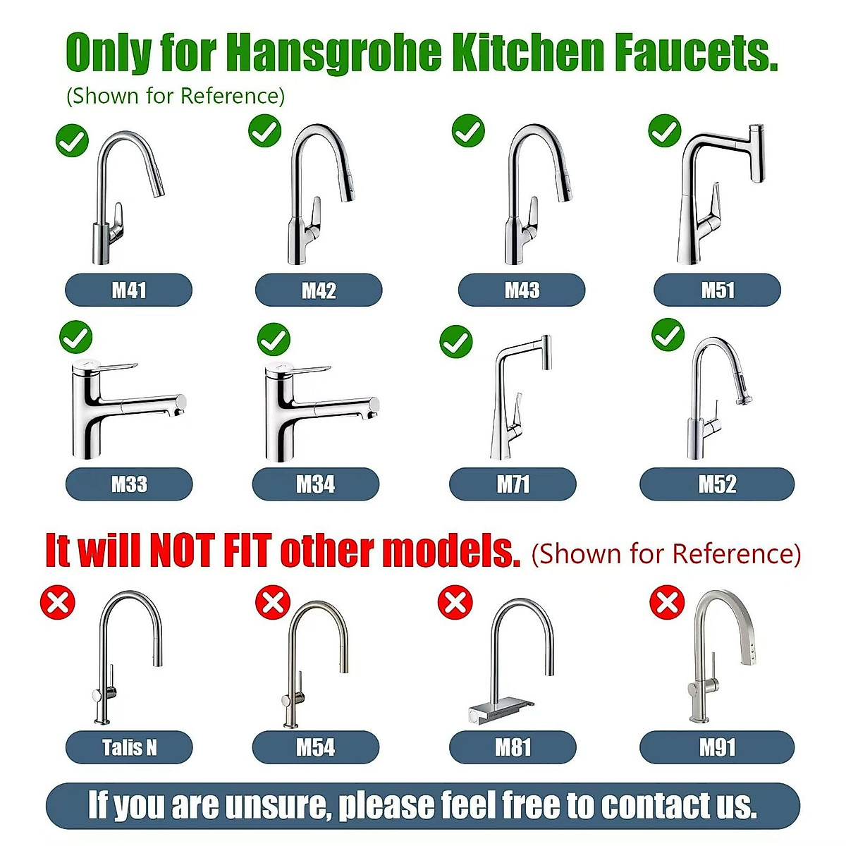 88624000 Pull-out Hose for Hansgrohe Kitchen Faucets, Kitchen Sink Faucet Replacement Parts, Pull-down Spray Hose Replacement with Brass Connectors, 59-Inch + 10.5-Inch