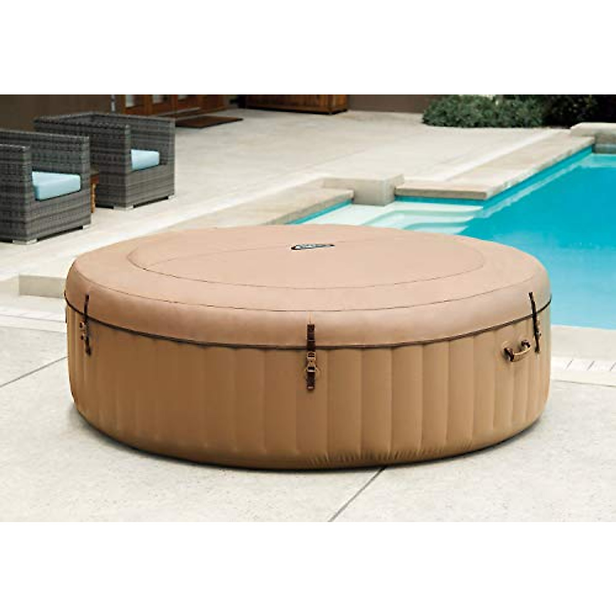 INTEX 28427E PureSpa Bubble Massage, Inflatable Spa Set, Tan, 6-Person