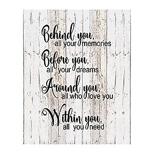 Behind Before Within You - Inspirational Wall Decor, Distressed Wood Style Motivational Wall Art Bible Wall Print For Living Room Decor, Home Decor, Office Decor, Church or Room Decor, Unframed - 8x10