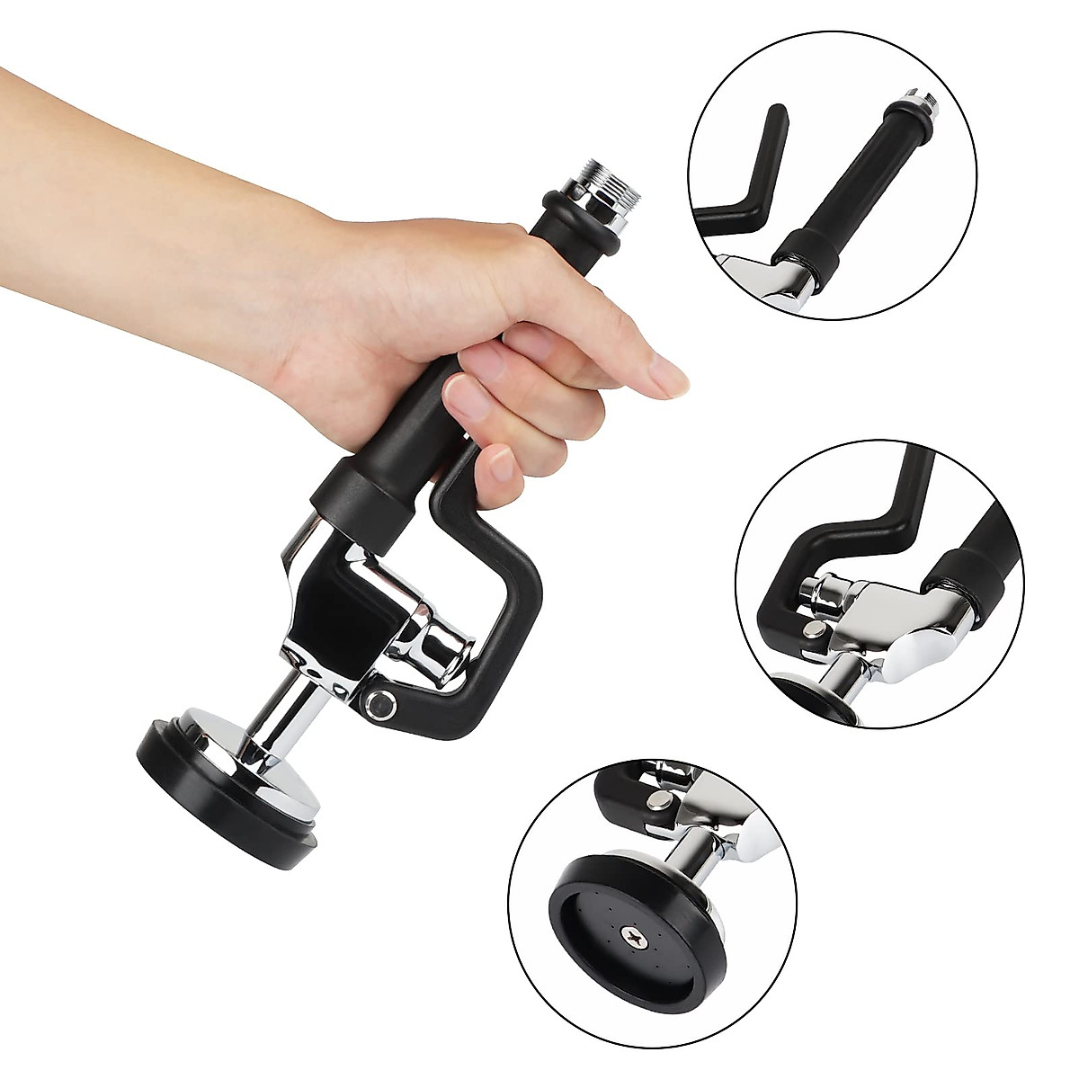 TCEUMIK Pre Rinse Spray Valve Commercial Sink Faucet Sprayer Head Dish Sprayer Nozzle with Handle Grip Assembly Replacement Kit of Restaurant Industrial Faucets 1.42 GPM High-Pressure Chrome Finished