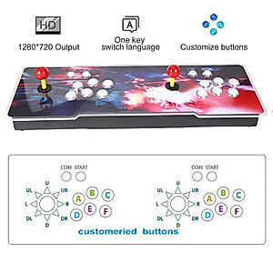 Uiexer 26000 Classic Arcade Pandora's Box, 3D Arcade Game Console Support 3D Game, 1280x720 Full HD, Search/Save/Hide/Pause Game, HDMI VGA, 4 Players Online Game