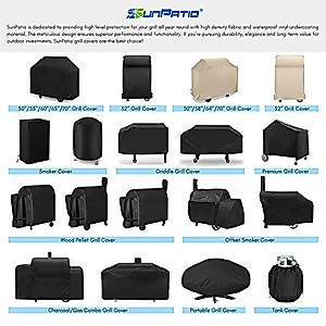 SunPatio Outdoor Waterproof Grill Cover Compatible for Weber 22 Inch Performer Premium Deluxe, RecTeq, Char-Griller Grills, Compared to Weber 7152, Heavy Duty Weather Resistant Charcoal BBQ Cover