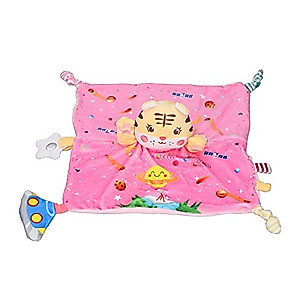 SHYEKYO Tiger Security Blanket, Stuffed Animal Security Blanket Cartoon for Home Travel for(Pink)