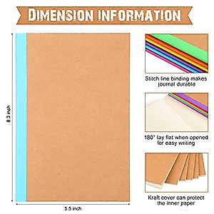 60 Packs A5 Kraft Notebooks, Rainbow Composition Journal Notebook, Kraft Lined Notebooks, Rainbow Spine Journal with 60 Pages 30 Sheets for School Students Kids Office Home Use, 8.3 X 5.5 Inches