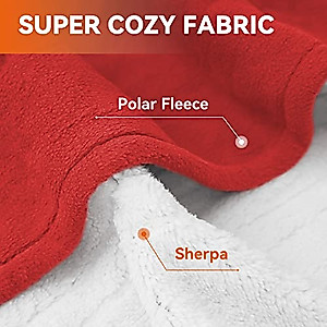 Warm Storm Electric Throw Blanket - 50x60 Inch Soft Red Polar Fleece Sherpa Reversible Heated Blanket with 5 Heat Settings 4 Hours Auto Off, Machine Washable for Couch Home Office