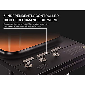 Everdure FURNACE 3-Burner Gas Grill, Liquid Propane Portable BBQ Grill with Die-Cast Aluminum Body and Fast-Ignition Technology, 466 Square Inches of Grilling Surface, Adjustable Height, Orange