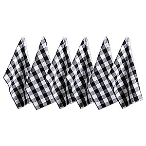 Urban Villa Kitchen Towels Set of 6 Buffalo Checks Black/White Kitchen Towels 20X30 Inches 100% Cotton Highly Absorbent Kitchen Towels Premium Quality Ultra Soft Mitered Corners Kitchen Towels