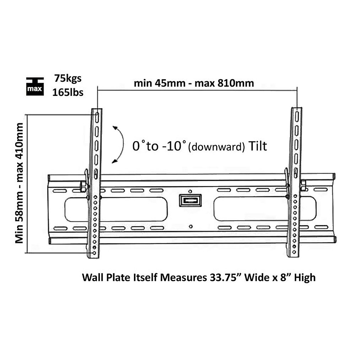 Ultra-Slim Black Adjustable Tilt/Tilting Wall Mount Bracket for Philips Q-Line BDL4220QL/00 42" inch LED Digital Signage - Low Profile