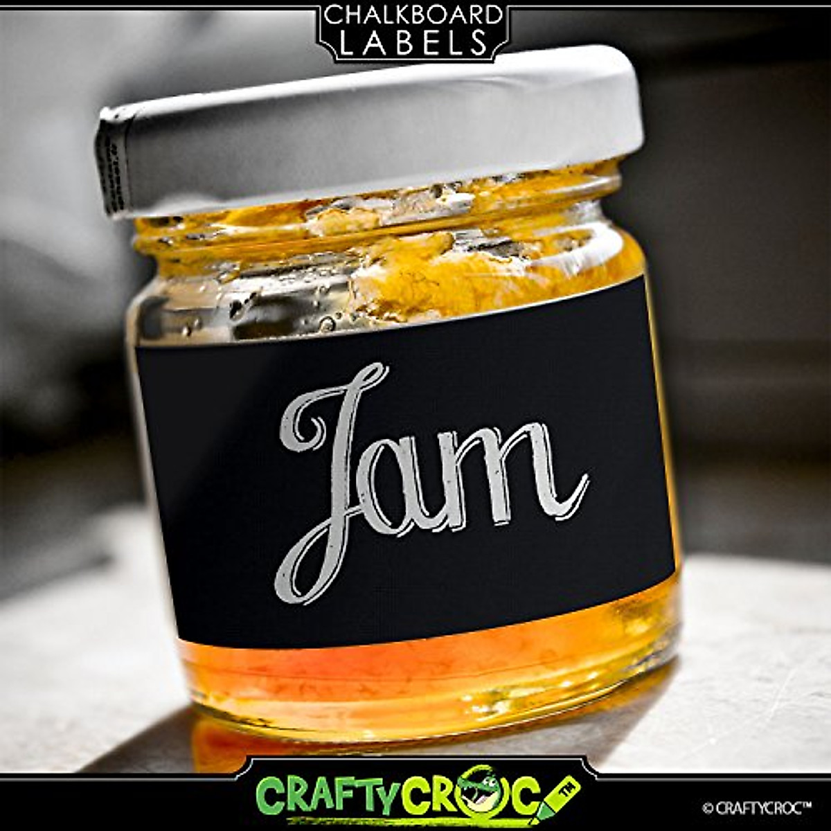 Crafty Croc Removable Chalkboard Labels, Pack of 64, Large Rectangle Adhesive Stickers For Spice Jar, Mason Jar, Canister and Bottle, Size 3.5" x 2"