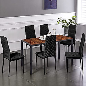 Lecut Modern Dining Chairs Set of 6 with PU Leather Seat and Metal Legs Mid Century Kitchen Dining Room Chairs with High Back for Restaurant and Living Room (Black)