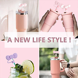 YAYAYOUNG 3 Pcs Lovely Bow Straw Covers Cap Toppers Compatible with Stanley 30&40 oz Tumbler Cups,Reusable Cute Silicone Straw Tips Lids Protectors for 0.4 in/10mm Stanley Cups Straws Accessories