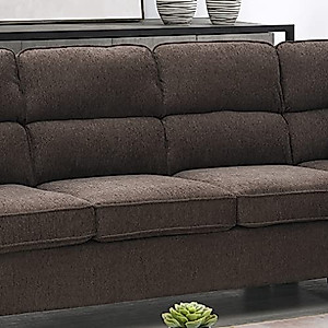118" Wide Large Modern Upholstered L-Shaped Sectional Sofa with 2 Cushions, Modern Tufted Micro Cloth Couch with Soft Memory Foam Seats, 5 Seater Modular Sofa - Chocolate Brown - Oliver & Smith