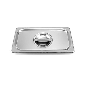 QWORK Solid Pan Lid with Handle, 4 Pack Stainless Steel Steam Table Pan Cover, for 1/3 Size Steam Pans
