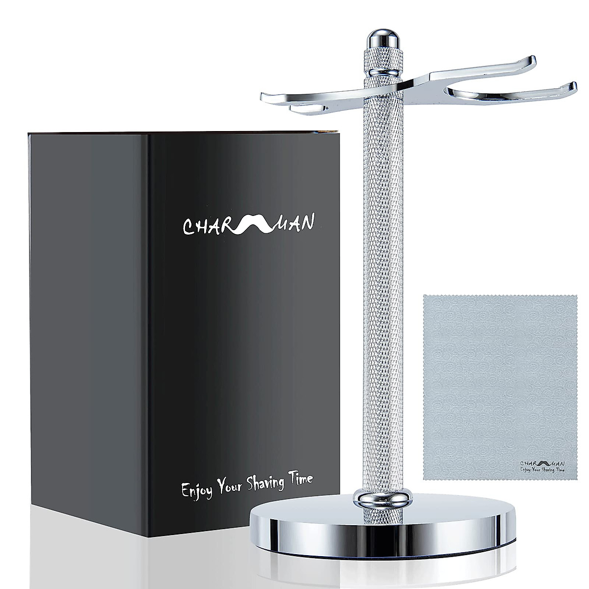 CHARMMAN Safety Razor and Shaving Brush Stand, Extra Wide Openings, Wider Base, Manly Look