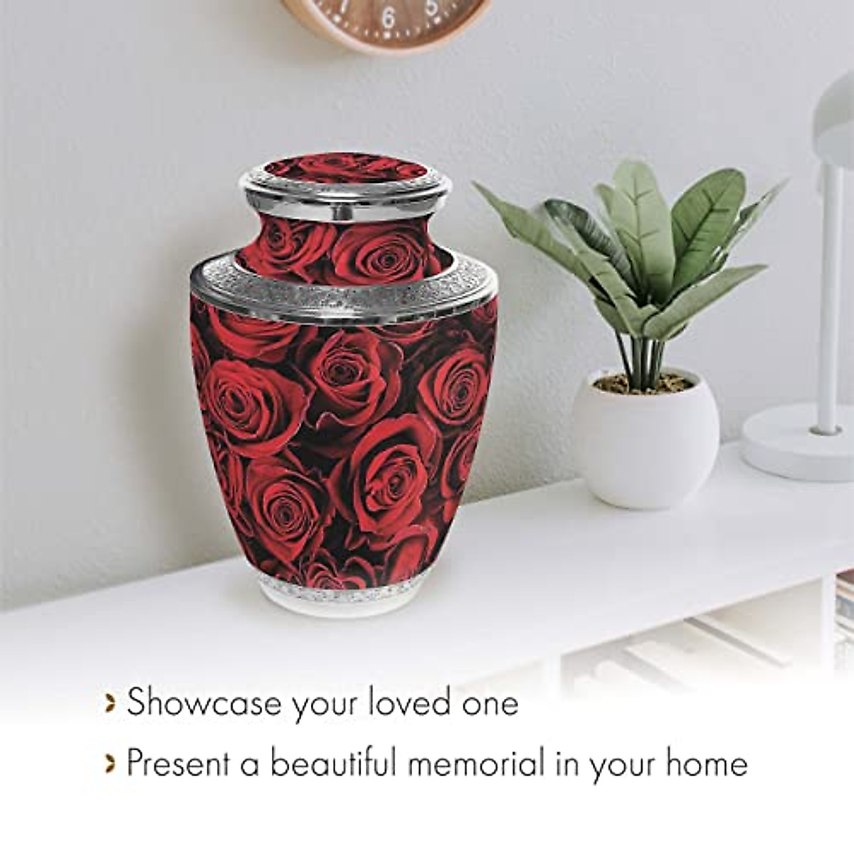 Crimson Rose Urns for Human Ashes Adult Female Large, XL or Small Urns for Human Ashes & Urns for Ashes Adult Female for Home or Burial - Rose Urn