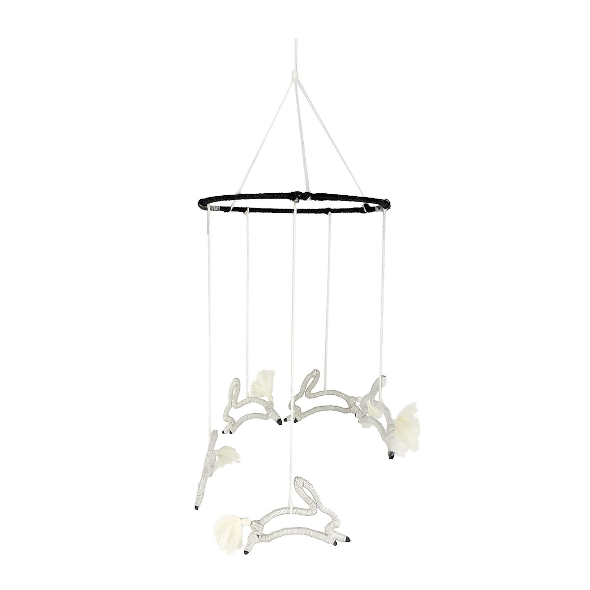 Bunny Rabbit Nursery Mobile for Baby's Room Decoration, Black and White Décor