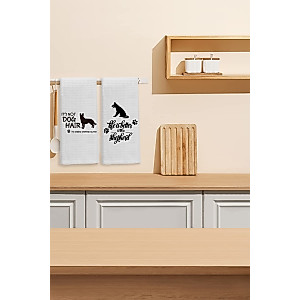 Knibeo German Shepherd Kitchen Towels Set - German Shepherd Gifts for Women, 2 Pieces 16 X 24 Inch Bathroom Hand Towels, Tea Towels for Kitchen Decorative, German Shepherd Decor