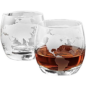 COLIBYOU Globe Whiskey Glasses - 12 Oz (350ml) 2 Pack