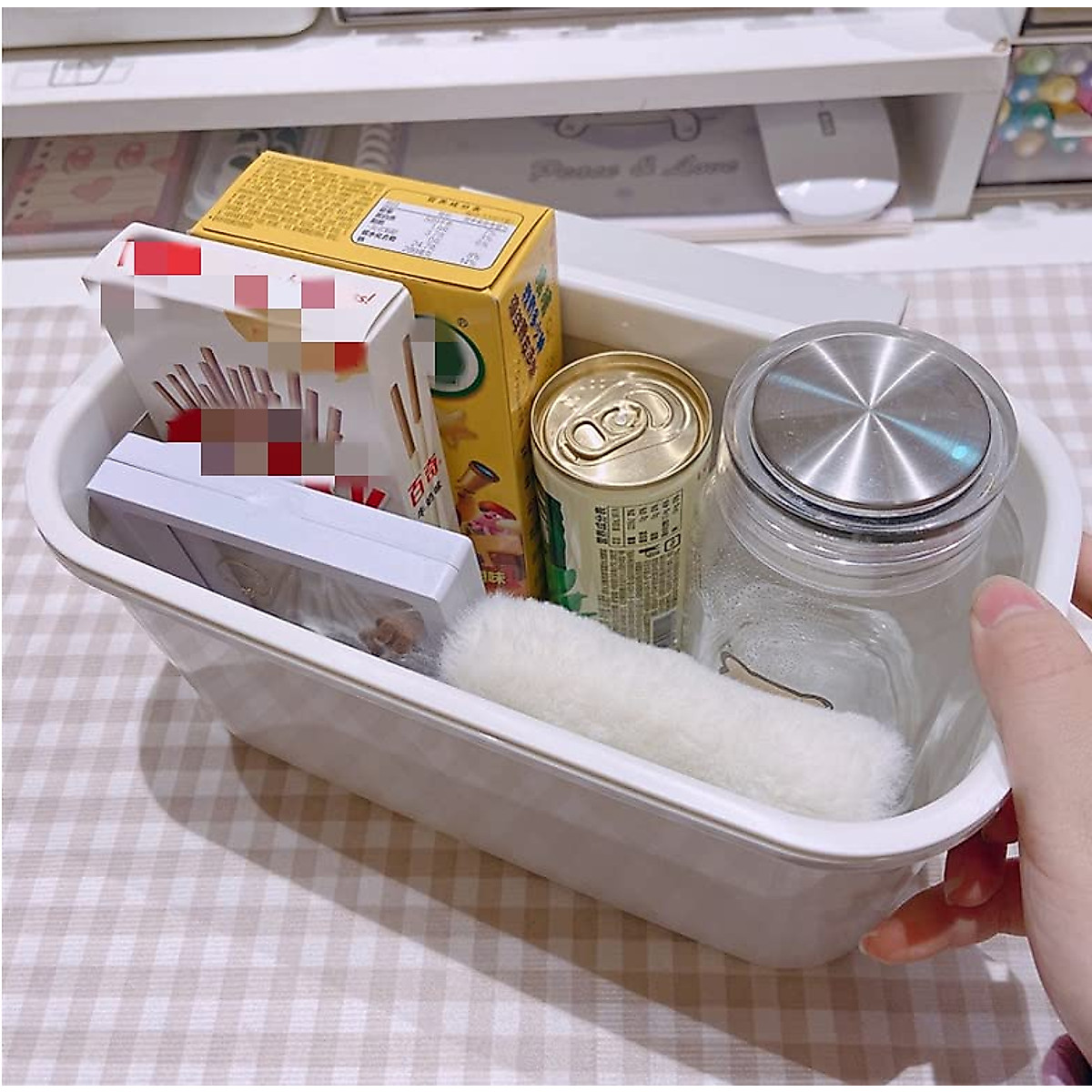 2 Pack White Hanging Cup Holders,10x5x4.5"Trolley Basket Storage,Rolling Cart Accessories Hanging Buckets Hanging Bins,Plant Containers,Storage Bucket,Make Up Pencil Holder,Kitchen Storage Container