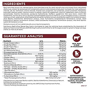 NutriSource Dog Food, Made with Beef and Brown Rice, with Wholesome Grains, 30LB, Dry Dog Food