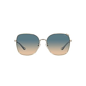 Coach HC7133 Sunglasses, Shiny Light Gold/Blue Yellow Gradient, 57 mm