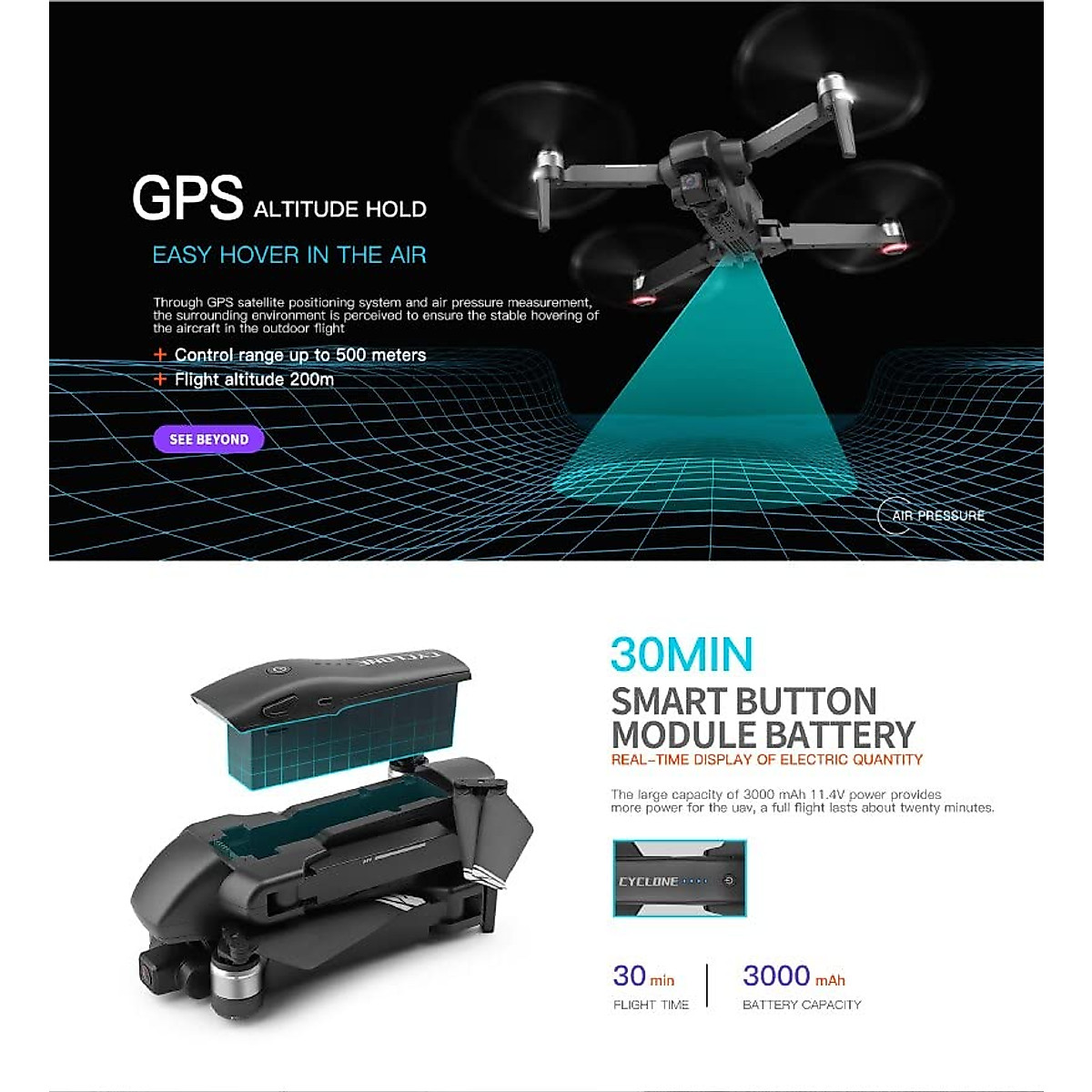 WLTOYS Q868 Quadcopter Quadcopter Drone GPS Drone 5G WIFI FPV 4K HD Camera Brushless Motor Foldable Quadcopter Air Pressure Altitude Hold RC Dron (Q868 3 * 3000)