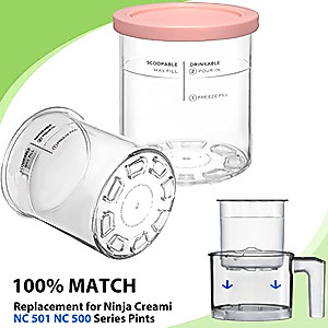 SLLFLY Replacement Pints and Lids for Ninja NC501 NC500 Series Creami Deluxe 4 Pack - Compatible with Ninja Creami Deluxe Ice Cream Maker (Blue,Pink,Grey,Green)