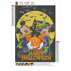 CEOVR Halloween Diamond Painting Kits for Adults, Round Full Drill Halloween Diamond Art Painting Kits, 5d Halloween Diamond Painting Kits for Beginners Diamond Beads Gem Painting Art Kits 12x16 inch