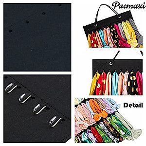 PACMAXI Hanging Headbands Holder for Baby Girls for 48 headband, Bows Headbands Organizer for Baby Girls, Baby Bow Holder Organizer, Baby Headbands Holder Organizer for Door, Closet, Wall (Black)