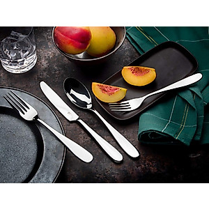 DANIALLI Modern Fidenza Silverware Set - 18/10 Stainless Steel Flatware Set for Elegant Dining - Dishwasher Safe Cutlery Set (40-Piece)